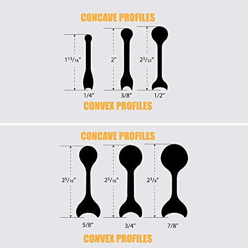 6 Piece 12 Profile Double Ended Contour Sanding Grip Set for Concave & Convex Profile Sanding. Large Size Grip Pads with Profiles. Crown Molding, Molding, Frames or General Woodworking Use