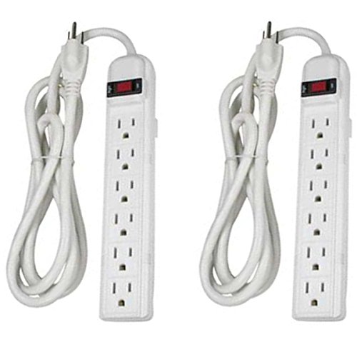 6 Outlet Surge Protector with 6ft Power Cord - White - 2 Pack