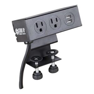 stand up desk store deskpower desktop charging station with 2 port usb and ac outlets and 10 foot extension cord (black)