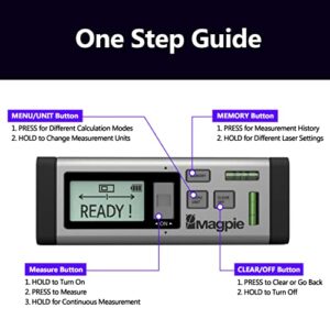 The First Bilateral Laser Measurement Tool - MAGPIE VH-80, 262ft/80m Dual Laser Distance Meter with Bluetooth App Connection, Laser Measure with 2 Bubble Levels for Fast, Precise Results