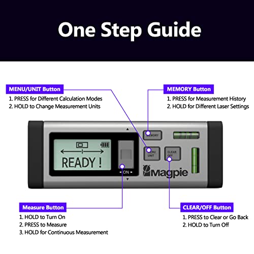 The First Bilateral Laser Measurement Tool - MAGPIE VH-80, 262ft/80m Dual Laser Distance Meter with Bluetooth App Connection, Laser Measure with 2 Bubble Levels for Fast, Precise Results