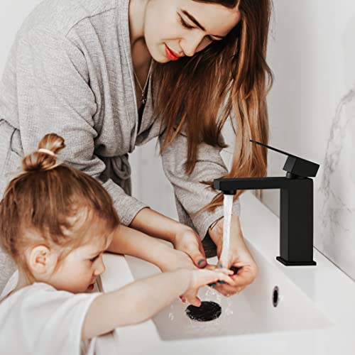 KES Black Bathroom Faucet Single Handle Type Bathroom Sink Faucet Stainless Steel Faucet Lavatory cUPC Certified Vanity Sink Faucet Matt Black, L3156ALF-BK