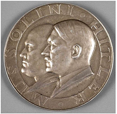 1938 DE THIRD REICH HITLER MUSSOLINI SUMMIT (FORMATION OF AXIS 1937-38) GEM BU! EXTRAORDINARY! 35mm Germ Brilliant Uncirculated