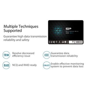 SP 512GB SSD 3D NAND A55 SLC Cache Performance Boost SATA III 2.5" 7mm (0.28") Internal Solid State Drive (SP512GBSS3A55S25)