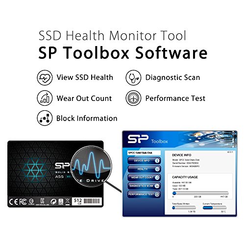 SP 512GB SSD 3D NAND A55 SLC Cache Performance Boost SATA III 2.5" 7mm (0.28") Internal Solid State Drive (SP512GBSS3A55S25)