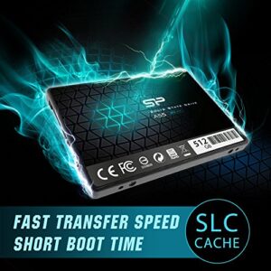 SP 512GB SSD 3D NAND A55 SLC Cache Performance Boost SATA III 2.5" 7mm (0.28") Internal Solid State Drive (SP512GBSS3A55S25)