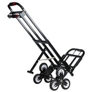 mecete hand truck dolly – stair climbing cart, stair climber cart 460 lb capacity all terrain stair dolly heavy duty with telescoping handle and 6 wheels (black) hand truck 2 climbing ropes