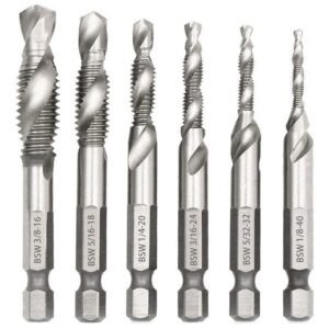 eyech 6pcs hss combination drill and tap bit set 1/4 inch hex shank tap drill bit drill screw tap bit set tapping bit tool | imperial