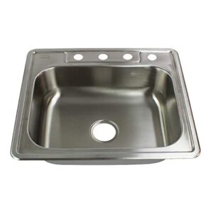 Transolid STSB25226-1 Select 1-Hole Drop-in Single Bowl Gauge Stainless Steel Kitchen Sink, 25-in x 22-in x 6-in, Brushed Finish