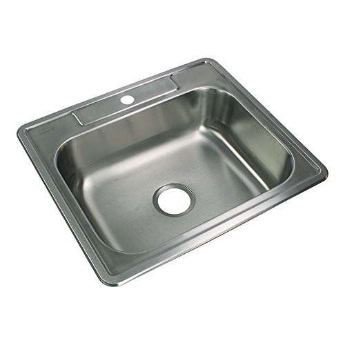 Transolid STSB25226-1 Select 1-Hole Drop-in Single Bowl Gauge Stainless Steel Kitchen Sink, 25-in x 22-in x 6-in, Brushed Finish