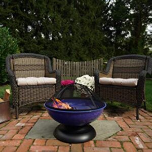 Harbor Gardens LF272ABLUE Blue Enameled Fire Bowl/Pit Sphere, Powder Coated Steel