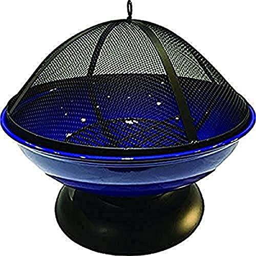 Harbor Gardens LF272ABLUE Blue Enameled Fire Bowl/Pit Sphere, Powder Coated Steel