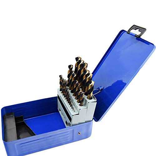 MaxTool 25 Pieces Drill Set 25PCs/25-Piece Twist Drill Bit Set High Speed Steel M2 Fully Ground 1-13mmx0.5mm Metric; JBS02H10R025P