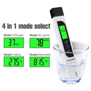 TDS Meter Digital Water Tester, Lxuemlu Professional 3-in-1 TDS, Temperature and EC Meter with Carrying Case, 0-9999ppm, Ideal ppm Meter for Drinking Water, Aquariums and More