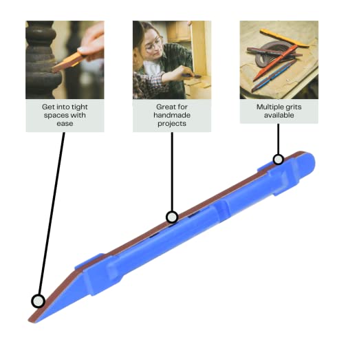 5 Piece Sanding Detailer Set with 2 Extra Replacement Belts Per Stick, 5 Grits 120, 240, 320, 400 & 500 Grit Made in The USA for Sanding Wood, Metal & Plastics, Long Life Sanding Belts