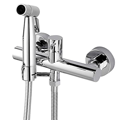 Bidet Wall Warm Water Stainless Steel Faucet Sprayer Attachment for Toilet Mixed Bidet Faucet with Hot and Cold Water Single Handle Wall Mount Bidet Sprayer