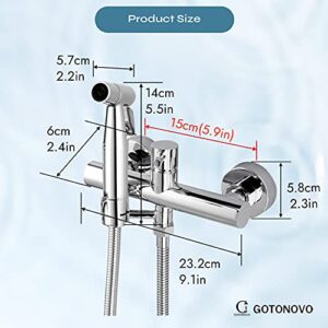 Bidet Wall Warm Water Stainless Steel Faucet Sprayer Attachment for Toilet Mixed Bidet Faucet with Hot and Cold Water Single Handle Wall Mount Bidet Sprayer