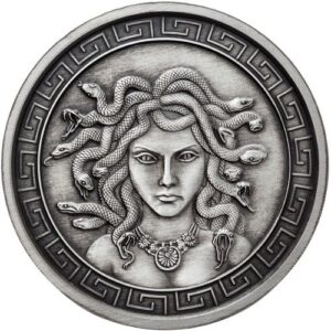 1 oz antique medusa silver round (new w/ coa)