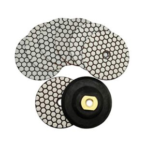 shdiatool dry diamond polishing pads 4 inch set of 7 pieces plus a rubber backer for granite marble stone