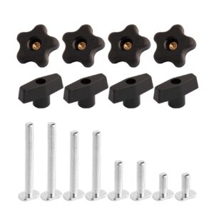 powertec 71121 t track knob kit w/ threaded knobs and 5/16”-18 t slot bolts, 16-piece set, t track accessories for woodworking jigs and fixtures