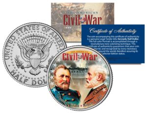 civil war generals robert e. lee & ulysses s. grant jfk half dollar us coin