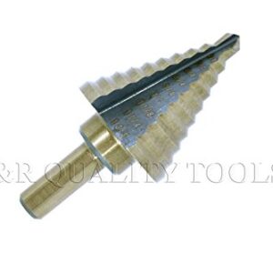 Titanium Step Drill Bit, High Speed Steel 1/4" to 1-3/8" Total 10 Step Sizes