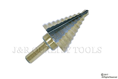 Titanium Step Drill Bit, High Speed Steel 1/4" to 1-3/8" Total 10 Step Sizes