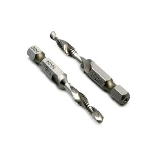 TEMO 2 pc 10-24 Combination Drill and Tap Multi Use Deburr Countersink Hex Bit