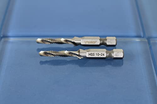 TEMO 2 pc 10-24 Combination Drill and Tap Multi Use Deburr Countersink Hex Bit