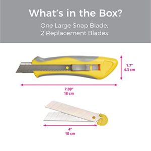 ECR4Kids Cutting Edge Ultra-Grip Retractable Utility Knife - Heavy Duty Box Cutter, Yellow