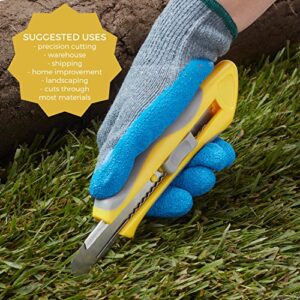 ECR4Kids Cutting Edge Ultra-Grip Retractable Utility Knife - Heavy Duty Box Cutter, Yellow