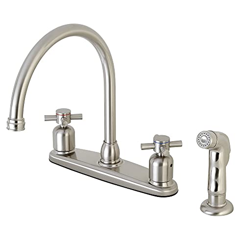 Kingston Brass FB798DXSP Concord Center Set Kitchen Faucet, 8-3/4" in Spout Reach, Brushed Nickel