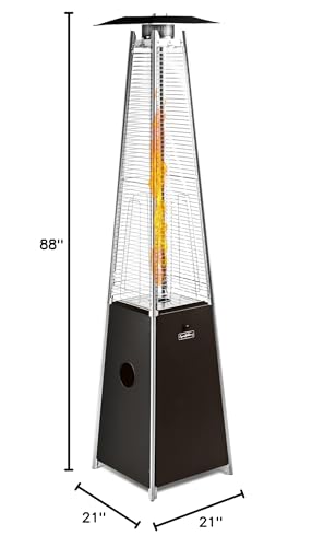 Legacy Heating Pyramid Patio Heater, 40000BTU Outdoor Patio Heater, Quartz Glass Tube Propane Heaters for Patio with Wheels, Triple Protection System, for Patio Backyard Garden Pool, Mocha