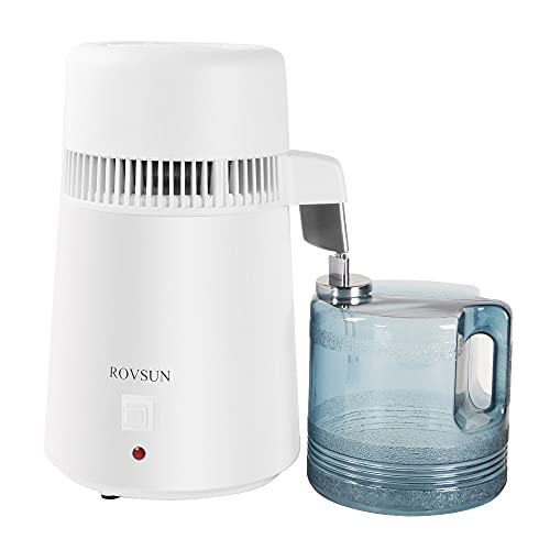 ROVSUN 1.1 Gallon/4L Water Distiller w/BPA-Free Container & All Stainless Steel Interior for Home Use, Distilled Water Machine Maker Purifier Filter Countertop, Distilling Pure Water Maker, 750W