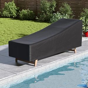 F Fellie Cover Chaise Lounge Cover, 82" Lounge Chair Covers Waterproof Outdoor, Breathable Polyester Durable Fading Resistant Chaise Cover, 82L x 30W x 31H Inch, 1 Pack, Black