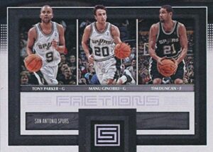 2017-18 panini status factions #24 manu ginobili/tim duncan/tony parker san antonio spurs basketball card