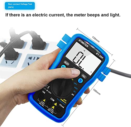 BTMETER BT-39K Multimeter with Case, 4000 Count Volt Ohm Amp Meter Autoranging DMM for AC/DC Current, Voltage, Resistance Frequency Tester, with NCV, Audible Continuity, Diode, Auto Backlight Meter