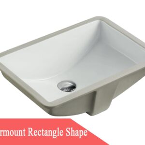 KINGSMAN 20.9 Inch Durable Rectrangle Undermount Vitreous Ceramic Lavatory Vanity Bathroom Sink - Pure White (20.9 Inch)