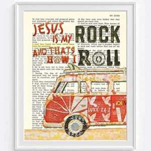 Psalm 32:8, Luke 24:2, Christian Art Prints, Set of 2, Unframed, Classic Antique Car Van Bible Verse Scripture Wall Decor Poster, 8x10 Inches