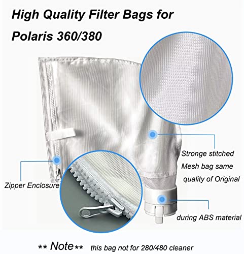 2 Pack Zippered Bag Replacement Fits for Polaris 360, 380 Pool Cleaner All Purpose Filter Bag for Polaris Filter Bag