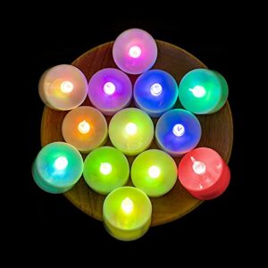 BEICHI Color Changing LED Tea Lights Bulk, 24 Pcs Flameless Tealight Candles with Colorful Lights, Battery Operated Colored Fake Candles, No Flickering Light, [White Base]