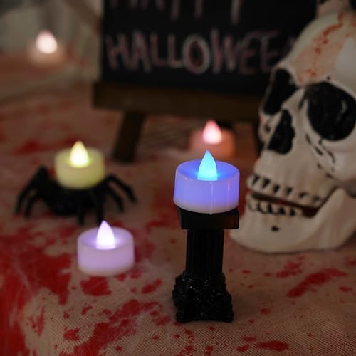 BEICHI Color Changing LED Tea Lights Bulk, 24 Pcs Flameless Tealight Candles with Colorful Lights, Battery Operated Colored Fake Candles, No Flickering Light, [White Base]