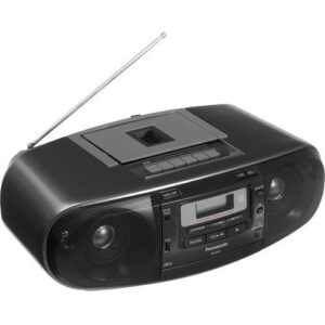 panasonic rx-d55gu boombox high power portable stereo am/fm radio, mp3 cd, tape recorder with usb & music port sound with 2way 4-speaker, 220 volt