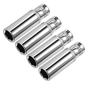 uxcell 4 pcs 1/4 inch drive 10mm 6-point deep socket, metric, cr-v