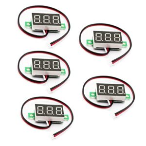 hiletgo 5pcs voltage meter 3 wire 0.36" dc 0~30v digital voltmeter gauge tester red led display panel mount car motorcycle battery monitor led voltage display