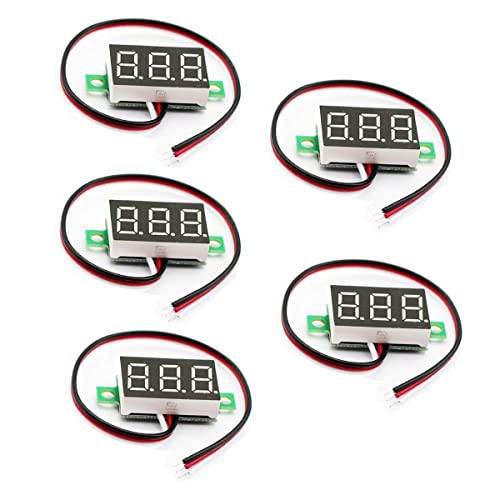 HiLetgo 5pcs Voltage Meter 3 Wire 0.36" DC 0~30V Digital Voltmeter Gauge Tester Red LED Display Panel Mount Car Motorcycle Battery Monitor Led Voltage Display