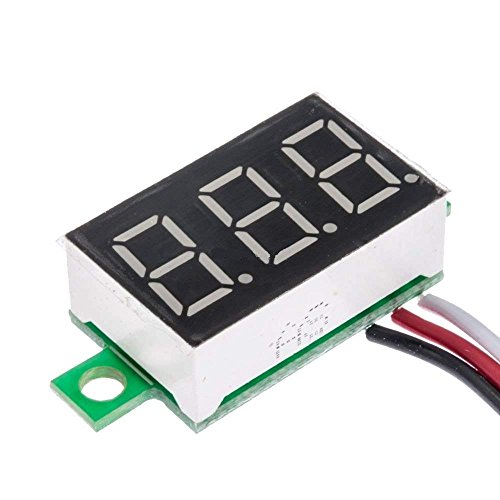 HiLetgo 5pcs Voltage Meter 3 Wire 0.36" DC 0~30V Digital Voltmeter Gauge Tester Red LED Display Panel Mount Car Motorcycle Battery Monitor Led Voltage Display