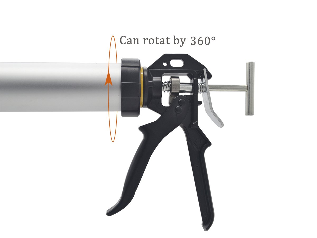 ZHTOOL 600ml Caulking Gun with Aluminum Barrel for 10oz/20oz Sausage Pack,10oz Cartridge and Bulk Application