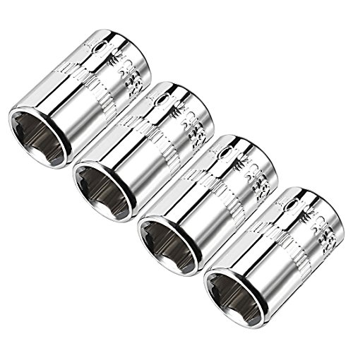 uxcell 4 Pcs 1/4-Inch Drive 10mm 6-Point Shallow Socket, Metric, Cr-V