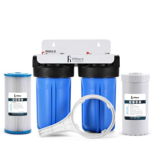 Well Water Whole House Filtration System Dual Stage Complete System Commercial Grade Sediment Odor Taste Rust, 1" Ports